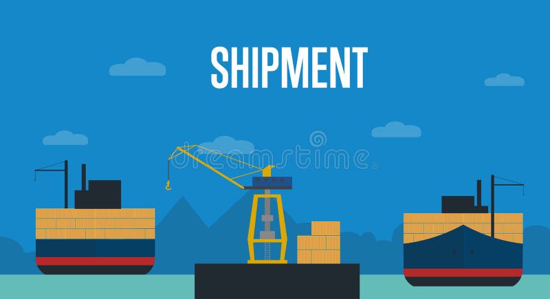 Shipment Banner with Container Ship Stock Vector - Illustration of ...