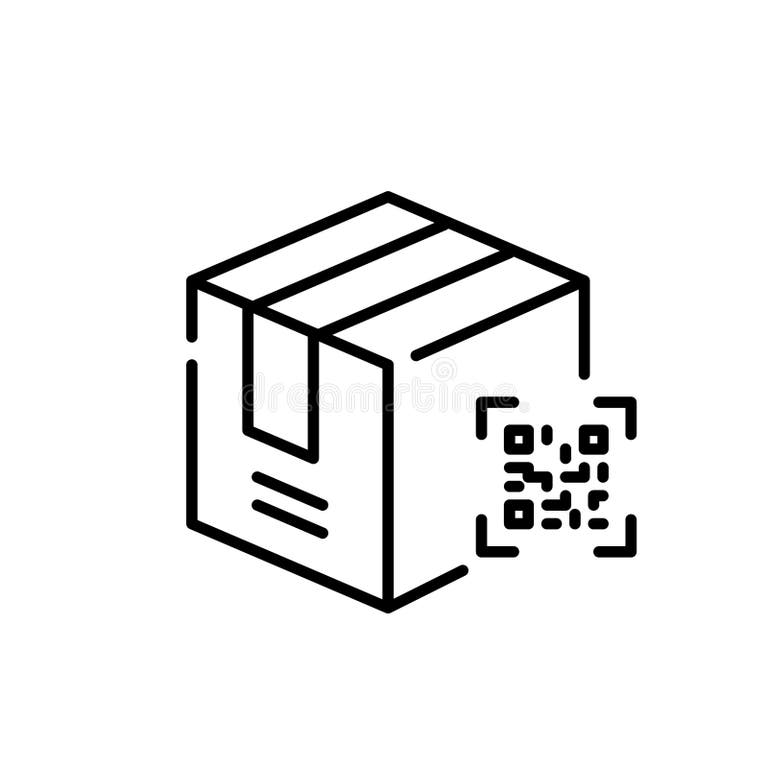 Shipment Box with Qr-code. Identification Tracking Code on a Parcel ...