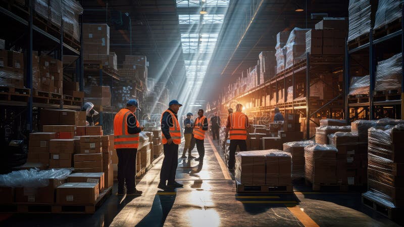 Shipment busy warehouse stock illustration. Illustration of receiving ...