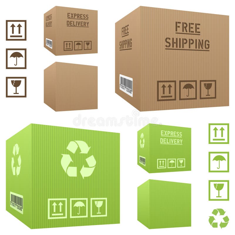 Shipment Cardboard Boxes Set Stock Vector - Illustration of mail ...
