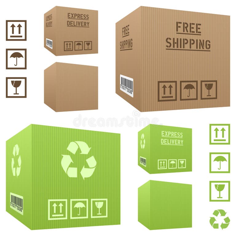 Shipment Cardboard Boxes Set Stock Vector - Illustration of mail ...