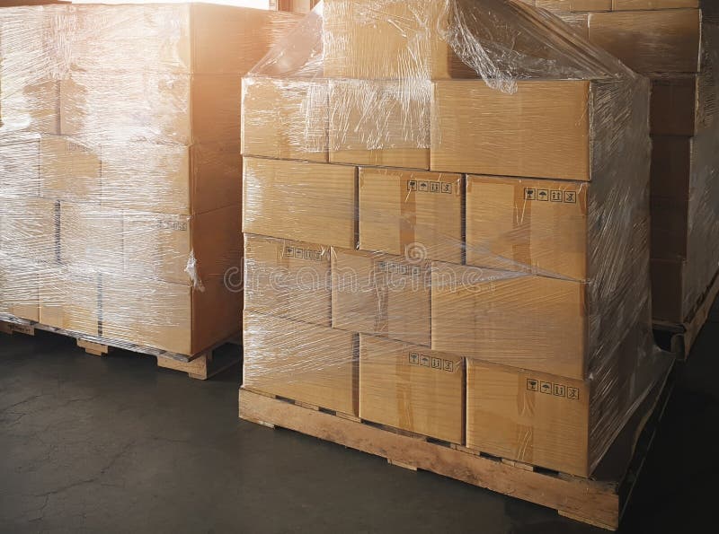 Manufacturing Warehouse Sorting with Shipment Boxes on Conveyor Belt ...