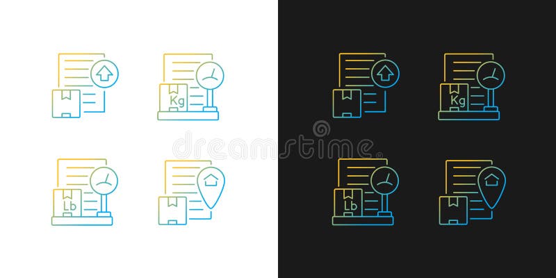 Shipment Documents Gradient Icons Set for Dark and Light Mode Stock ...