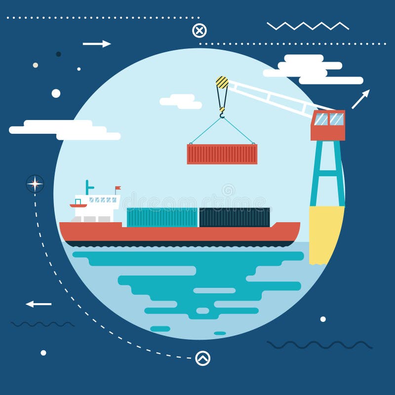 Shipment Freight Symbol Ocean Sea River Shipping Stock Vector ...