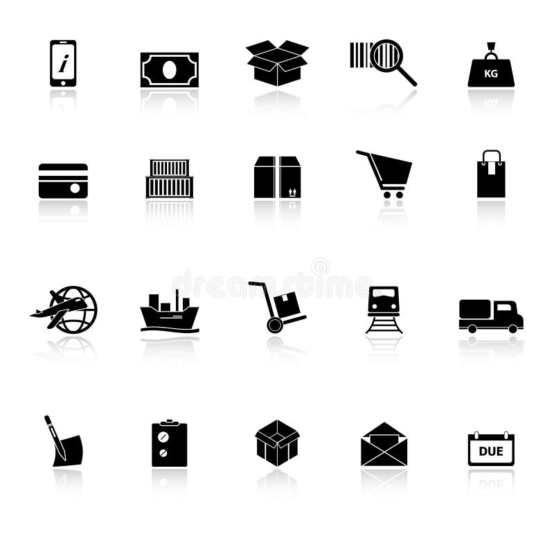 Shipping Icons on Black Background Stock Vector - Illustration of ...