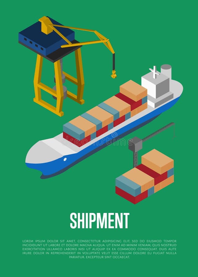 Shipment Isometric Banner with Container Ship Stock Vector ...