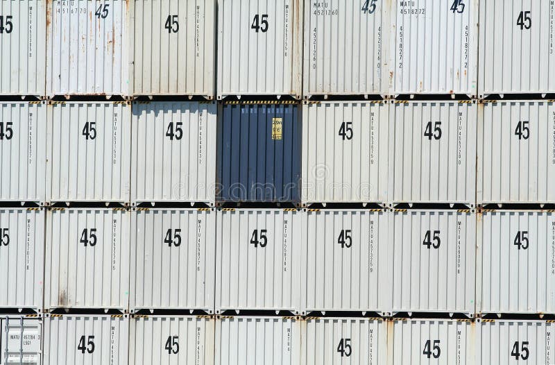 Shipping Container Close Up Security Fence Stock Image - Image of close ...