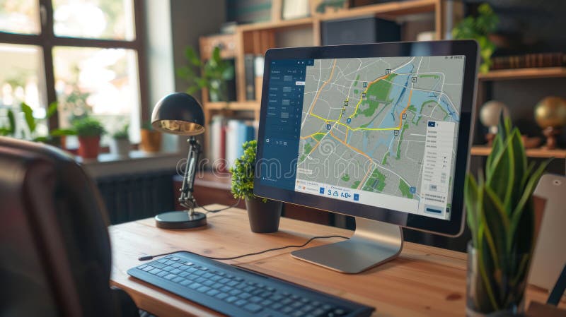 A Shipping App Dashboard on a Computer Screen with Delivery Routes ...