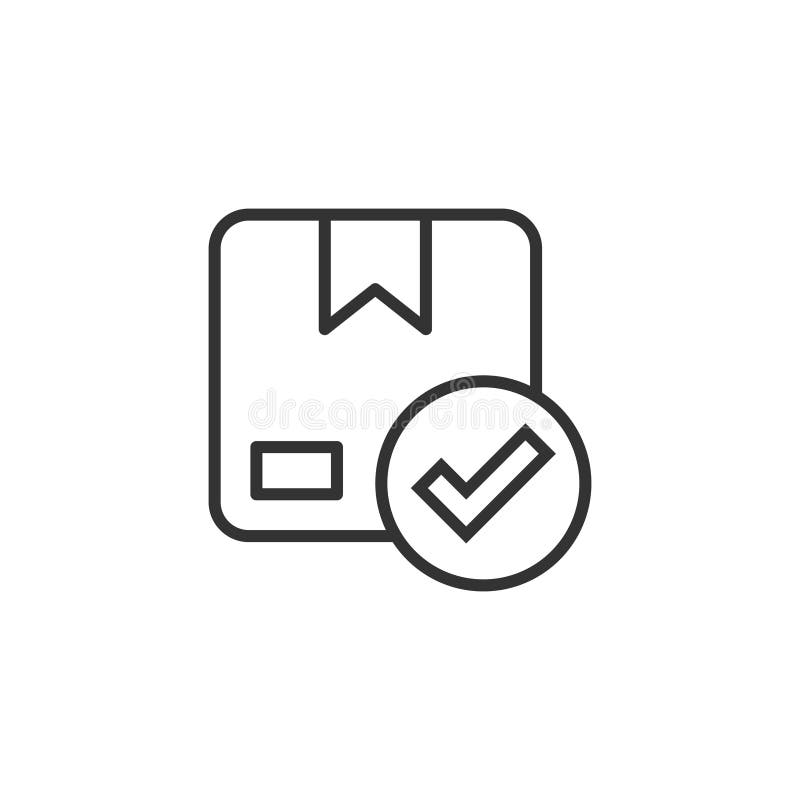 Shipping Box Check Icon in Flat Style. Container Approve Vector ...