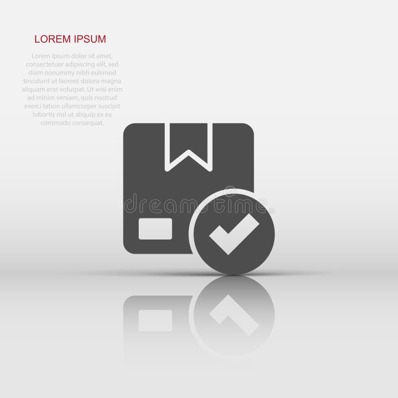 Shipping Box Check Icon in Flat Style. Container Approve Vector ...