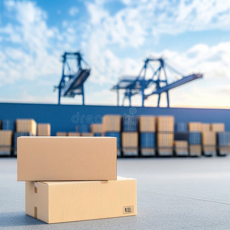 Shipping Box and Container Representing the Essentials of Cargo ...