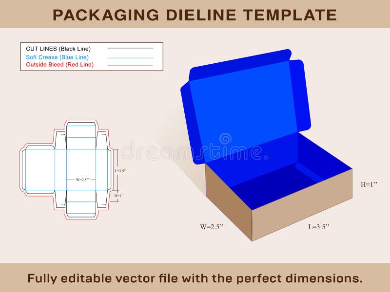 Shipping Box, Ectangle Box, Rectangular Box, Dieline Template Stock ...