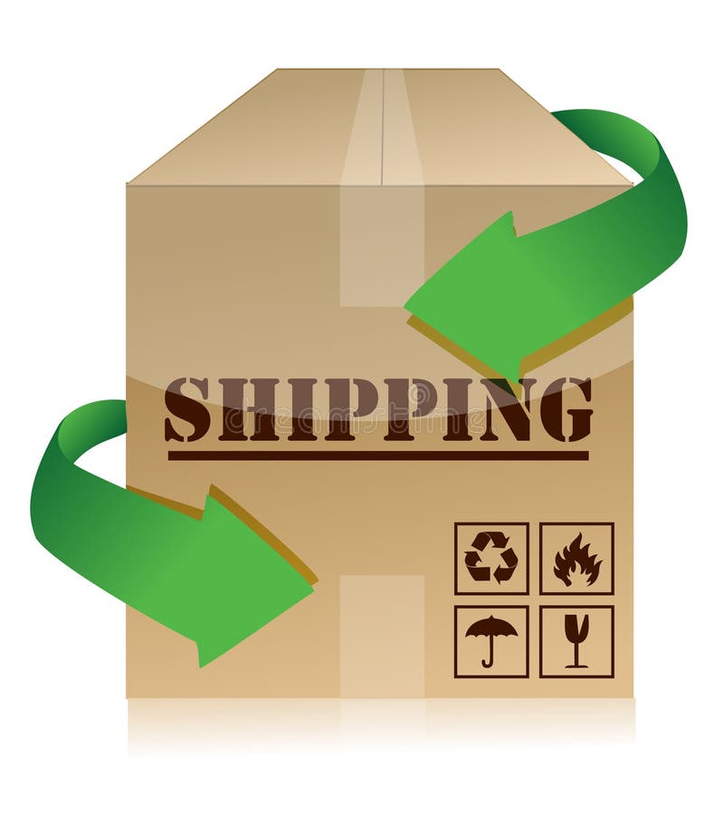 Shipping Box with Green Arrows Illustration Stock Illustration ...