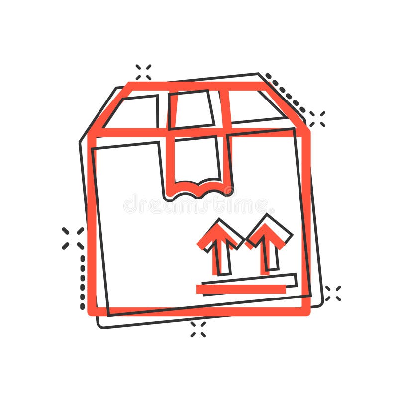 Shipping Box Icon in Comic Style. Container Cartoon Vector Illustration ...