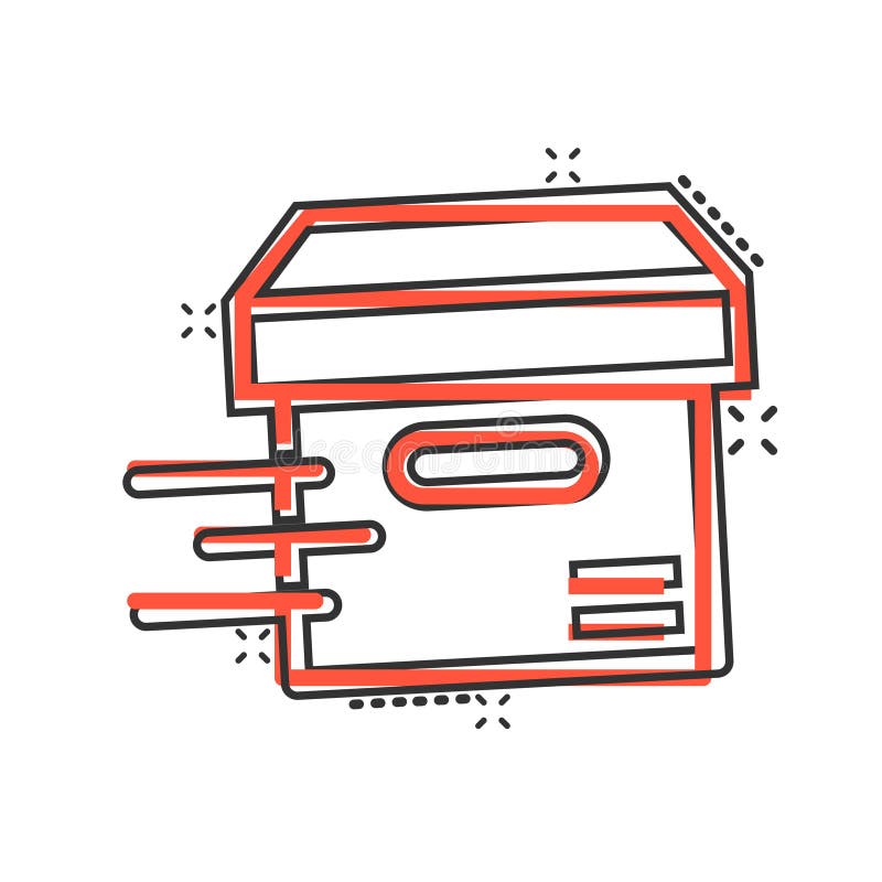Shipping Box Icon in Comic Style. Container Cartoon Vector Illustration ...