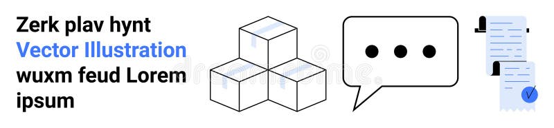 Shipping Boxes, Chat Bubble, and Document with Seal - Conceptual ...