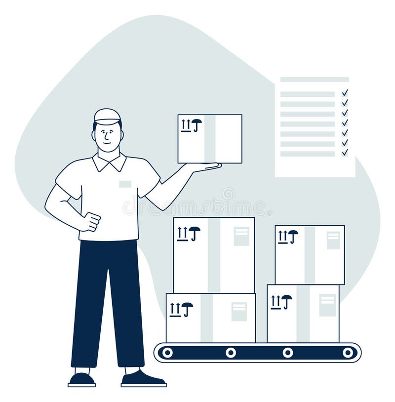 Shipping Boxes Check. Cargo Delivery Control Concept Stock Illustration ...