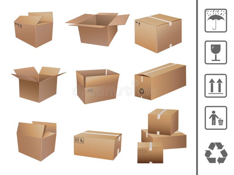 Shipping boxes collection stock vector. Illustration of corrugated ...