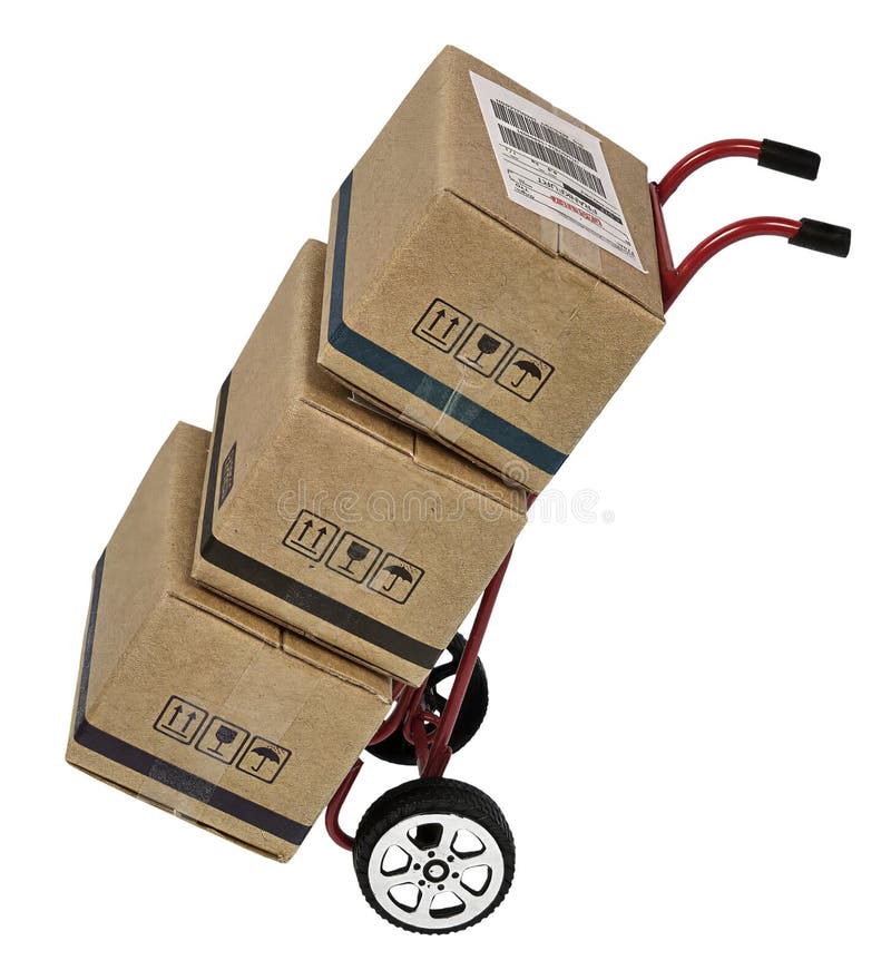 Shipping Boxes on a Hand Cart Stock Image - Image of freight, mailing ...