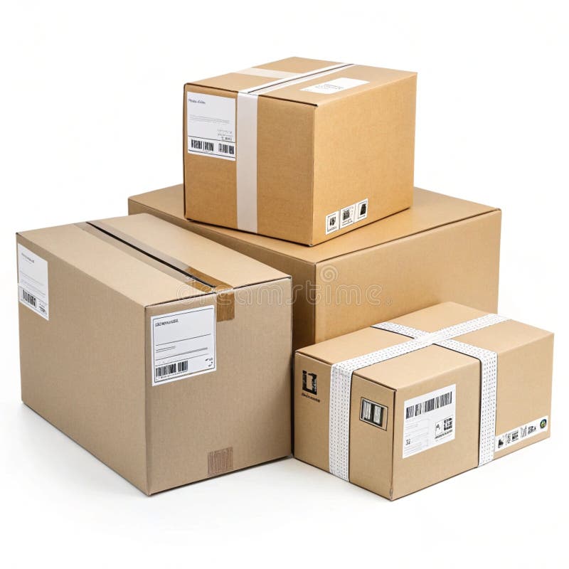 Shipping Boxes Isolated on White Background Stock Illustration ...
