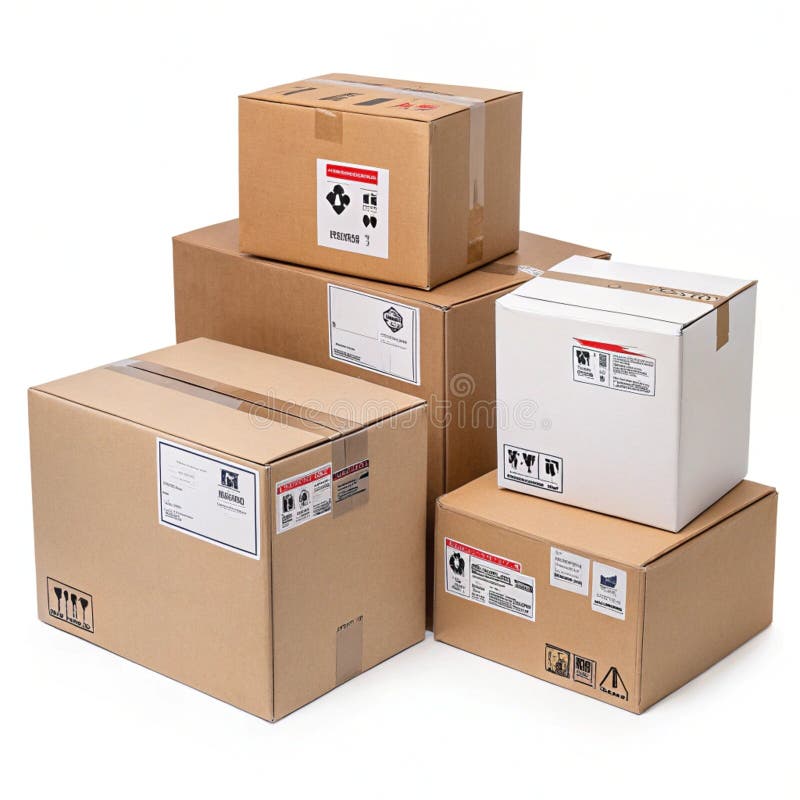 Shipping Boxes Isolated on White Background Stock Illustration ...