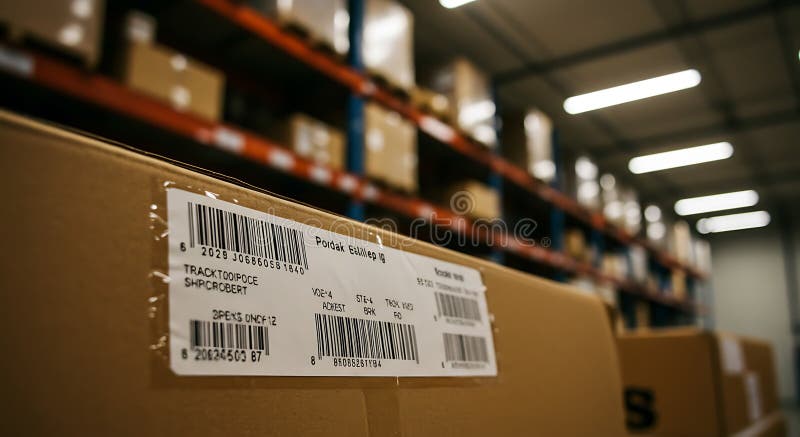 Shipping Boxes in Warehouse with Labels for Logistics and Distribution ...