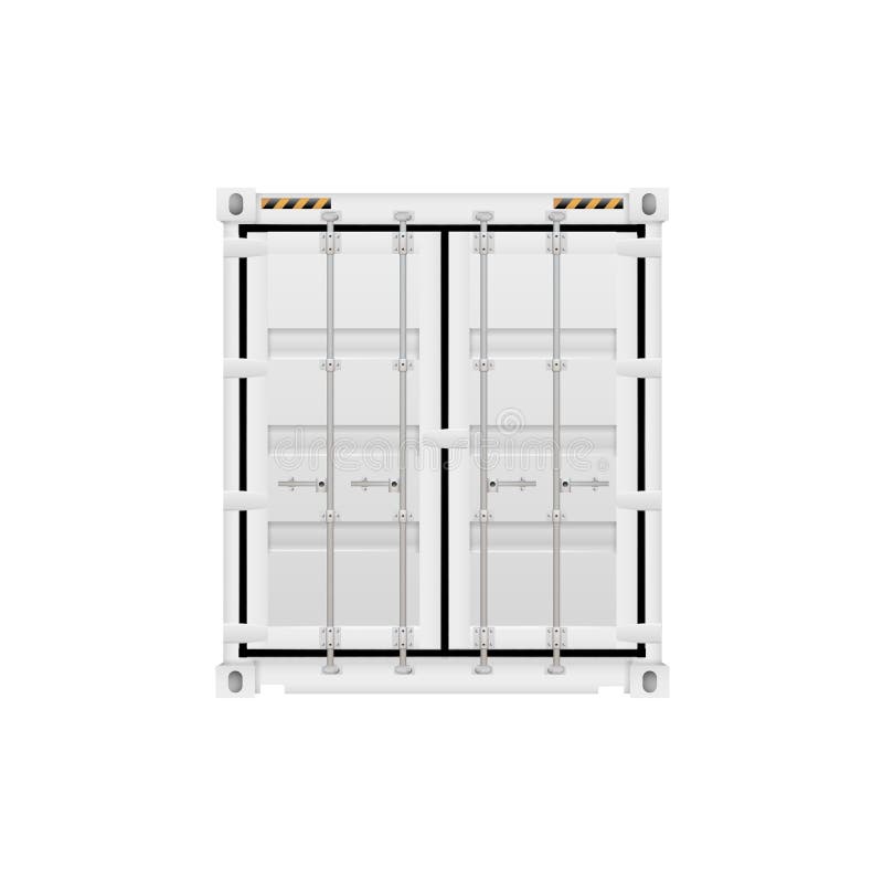 Shipping Cargo Containers with Open, Closed Doors Realistic Set. Steel ...