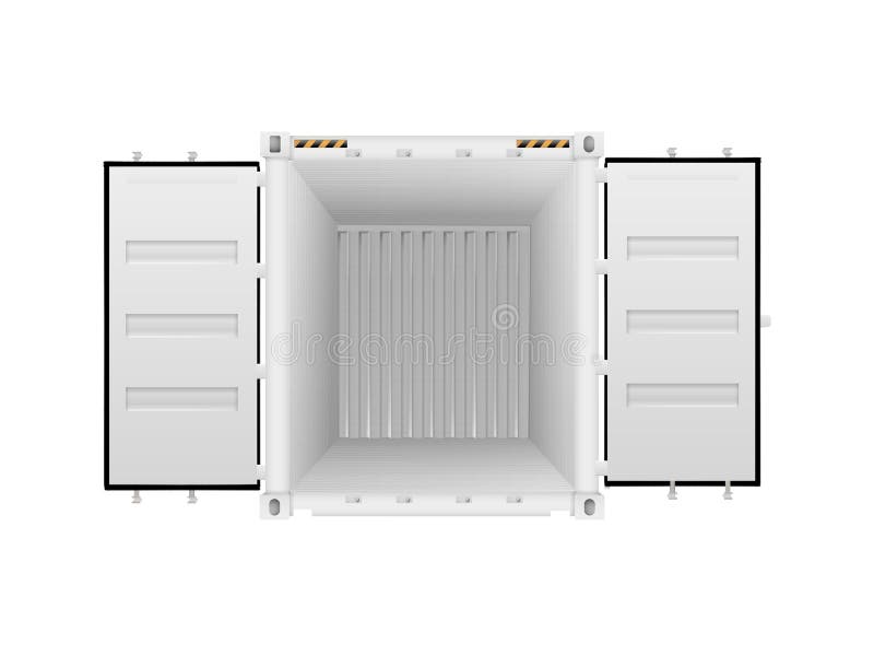 Shipping Cargo Containers with Open, Closed Doors Realistic Set. Steel ...