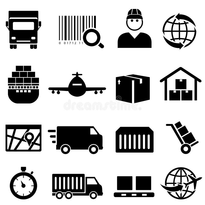 Shipping and Cargo Icon Set Stock Vector - Illustration of shipment ...