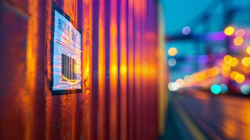 Shipping Container Barcode Label Night Lighting Stock Illustration ...