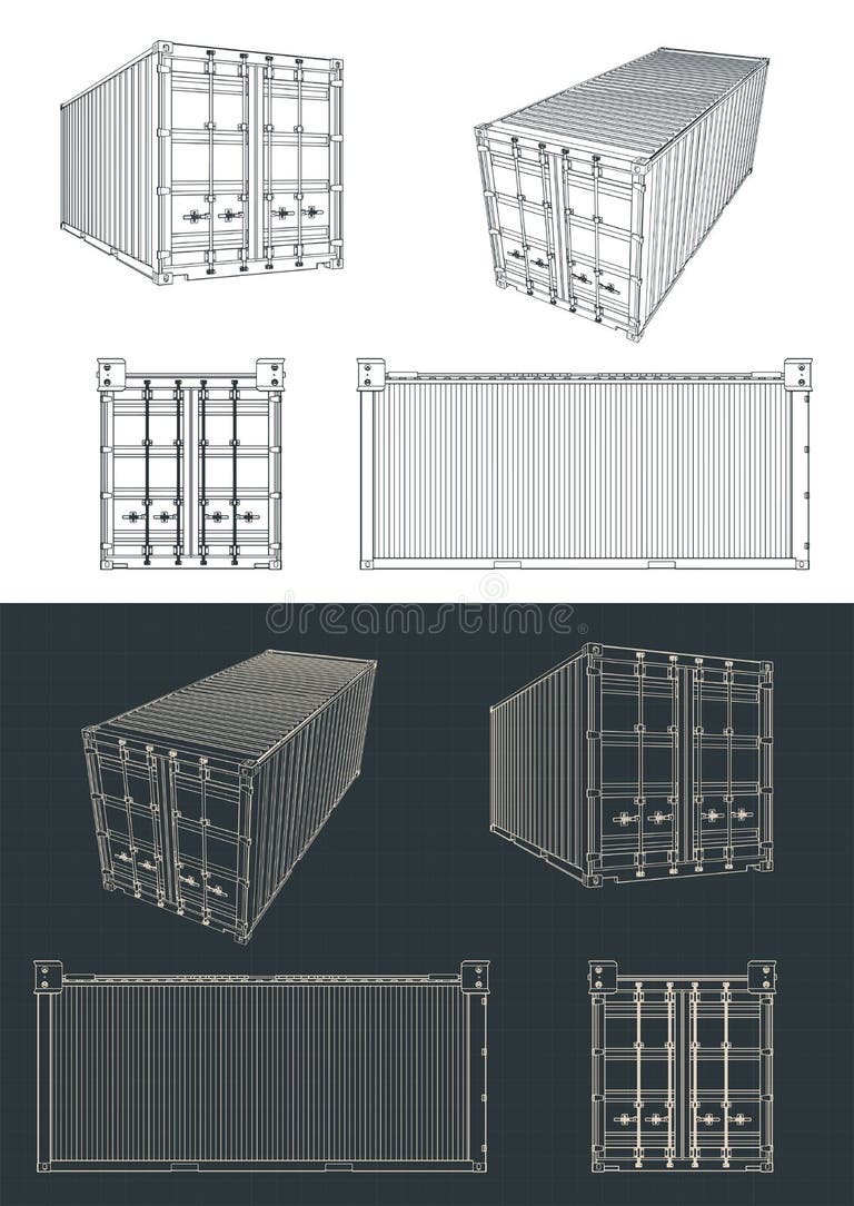 Shipping Container Drawings Stock Illustrations – 174 Shipping ...