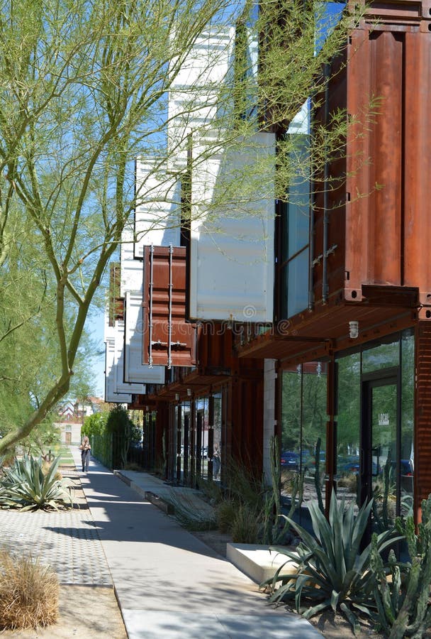 Shipping Container Building with Open Doors in Downtown Editorial Image ...