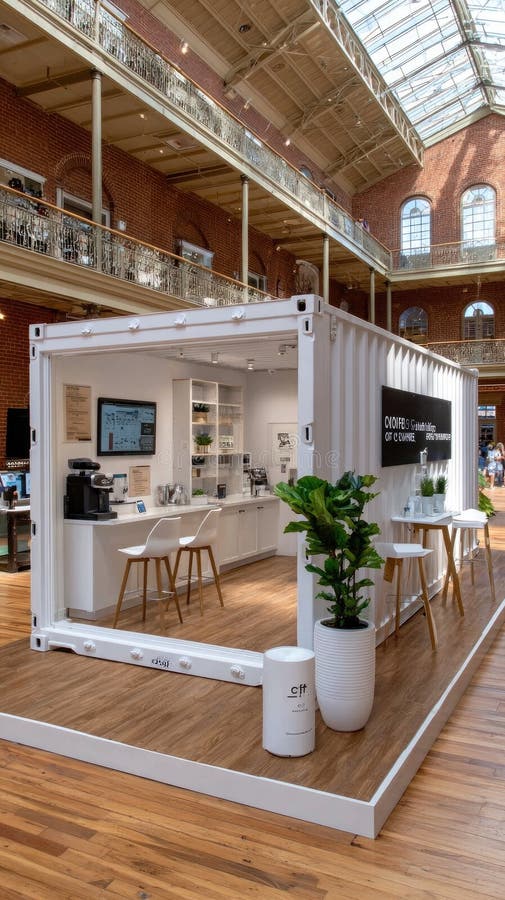 Shipping Container Coffee Shop Features Bar Seating and an Industrial Kitchen View, Creating a ...