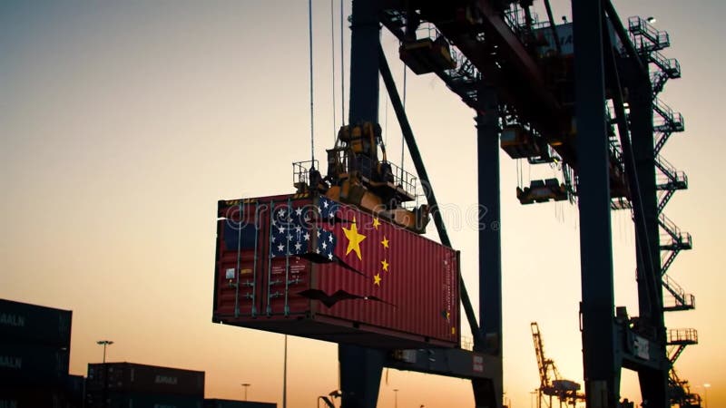US-China Trade Relations: a Container Split at Sunset, Global Commerce ...