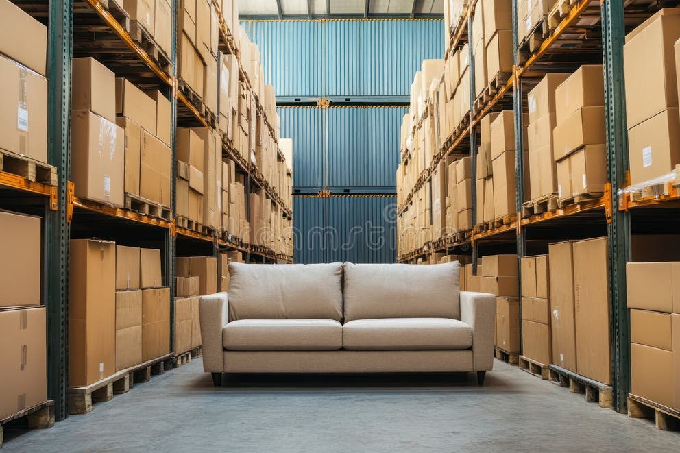 Shipping Container Filled with Boxes in Warehouse Stock Image - Image ...