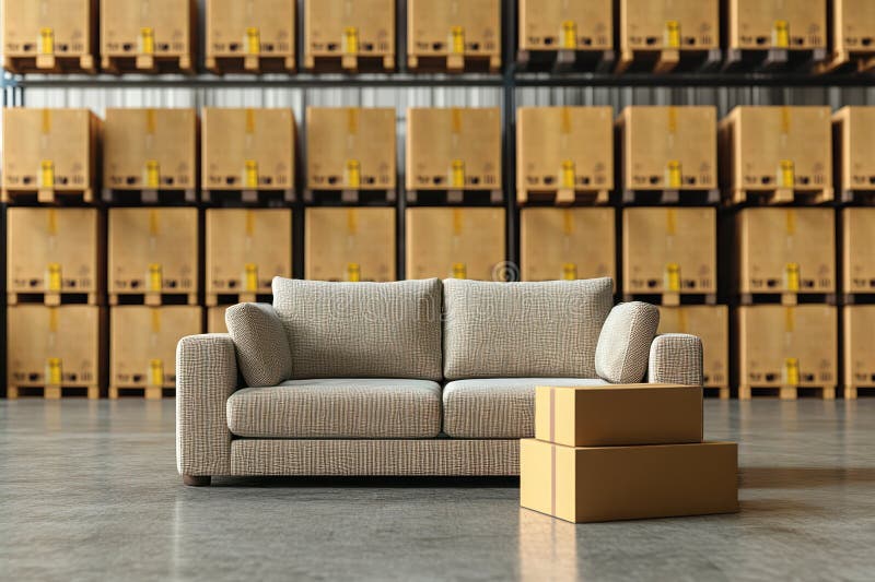 Shipping Container Filled with Boxes in Warehouse Stock Image - Image ...