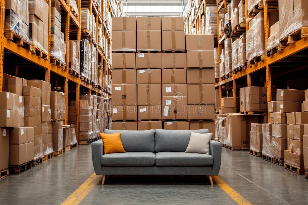 Shipping Container Filled with Boxes in Warehouse Stock Image - Image ...