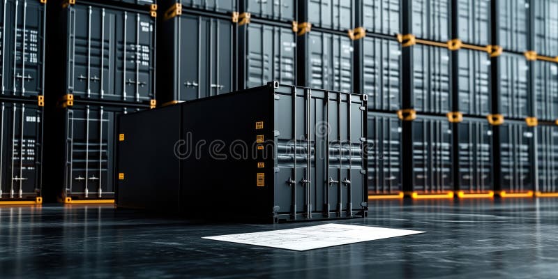Shipping Container Front Stacked Cargo Containers Warehouse Setting ...