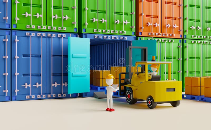 Shipping Container for Import Export and Forklift and Goods and Pallet ...