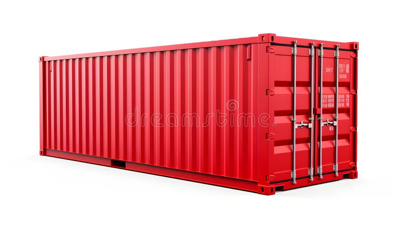 Red Shipping Container Isolated on White Background Stock Illustration ...