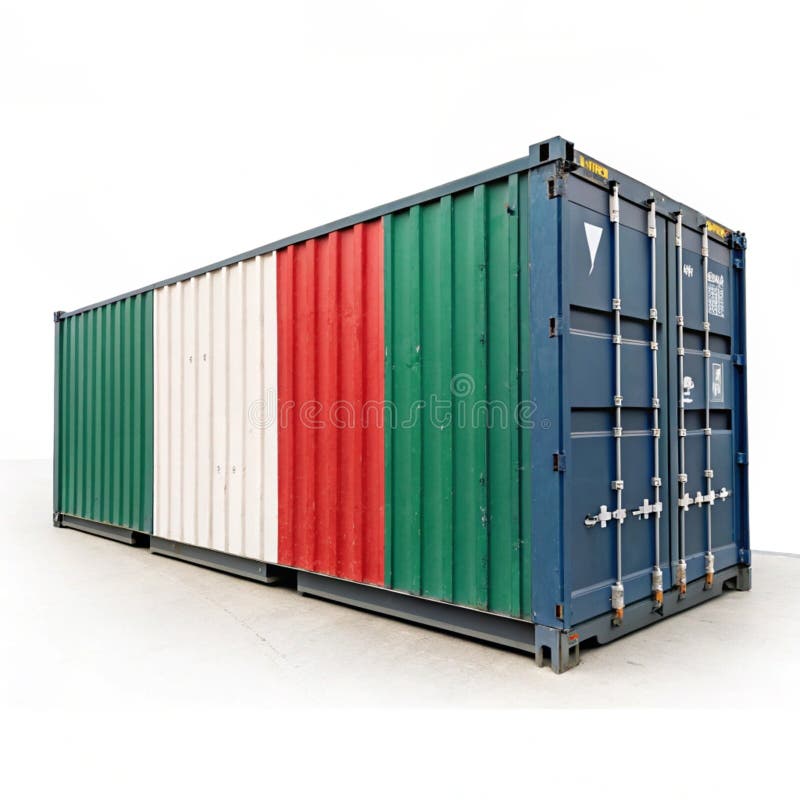 Shipping Container with Italy Flag Isolated on Transparent Background ...