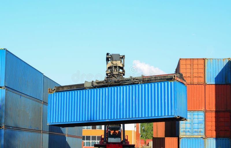 Shipping Container Loading by Richtracker on the Freight Rail Car at ...