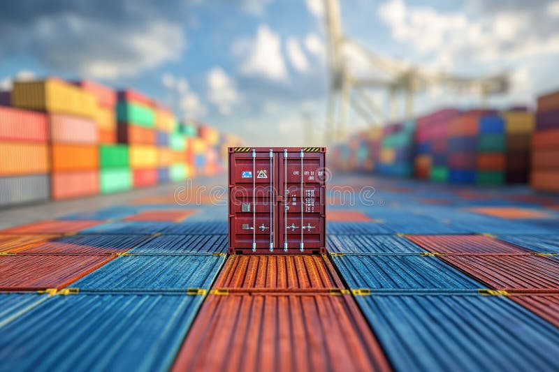 A Shipping Container is Positioned Alone among Vibrant Cargo Containers ...