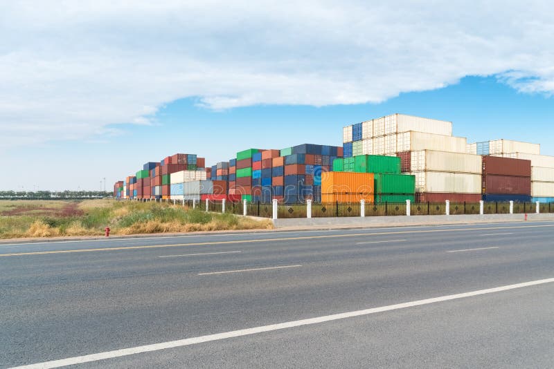 Shipping Containers in Port Stock Photo - Image of background, commerce ...