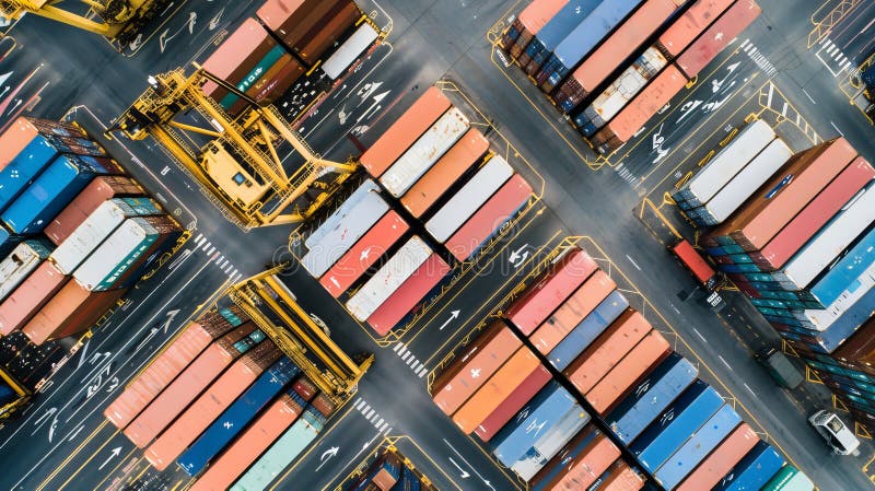 Shipping Container Terminal, Aerial View. Global Logistics, Supply ...