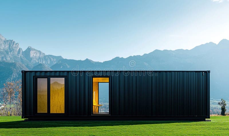 Shipping Container Tiny Home with Large Windows and Sliding Doors on a ...