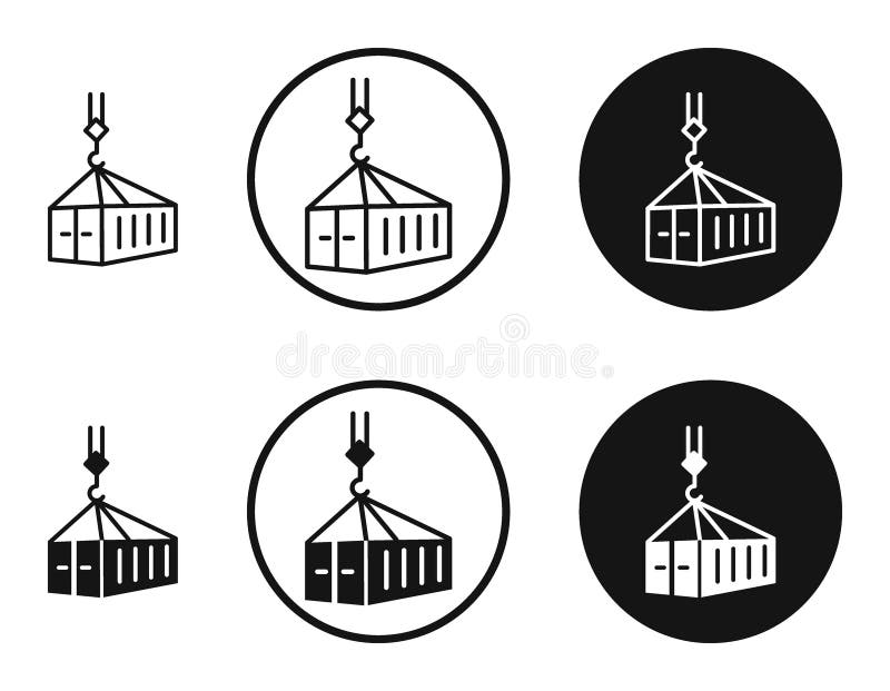 Shipping Container Vector Icon Set in Black and White Outlines Stock ...