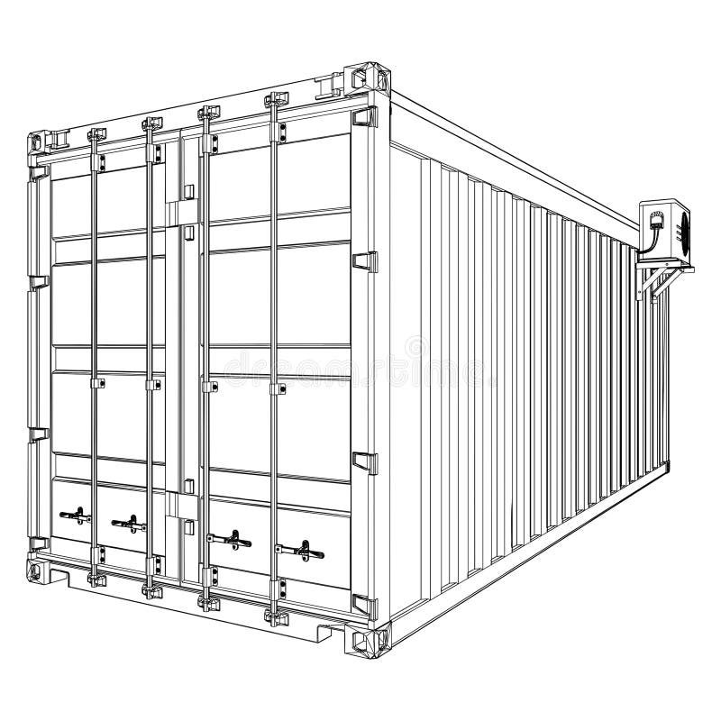 Shipping Container Vector Illustration Isolated On White Stock Vector