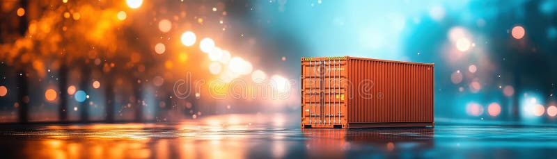 Shipping Container on Wet Surface, Industrial Logistics and Maritime ...