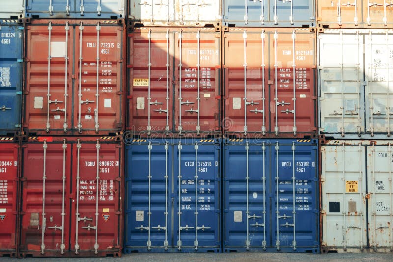 Shipping Containers Background in Terminal Editorial Stock Image ...